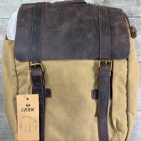 S-Zone | Bags | New With Tags Szone Brown Cotton Leather Laptop School ...